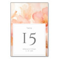 Modern Watercolor Peach Flower Wedding Table Number | Zazzle