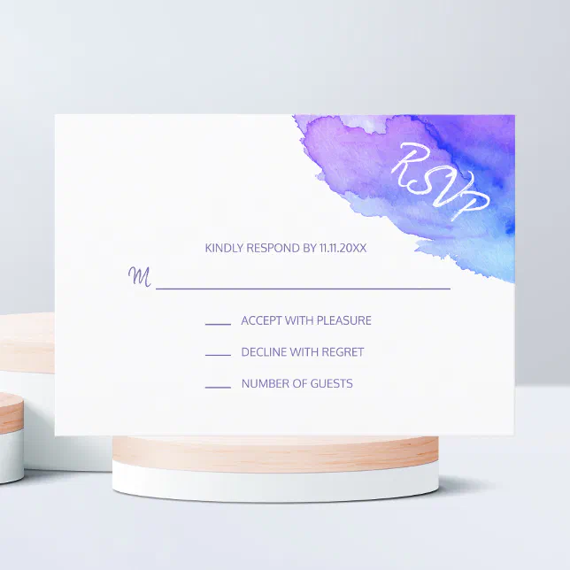 Modern Watercolor Purple Blue RSVP Insert Cards | Zazzle