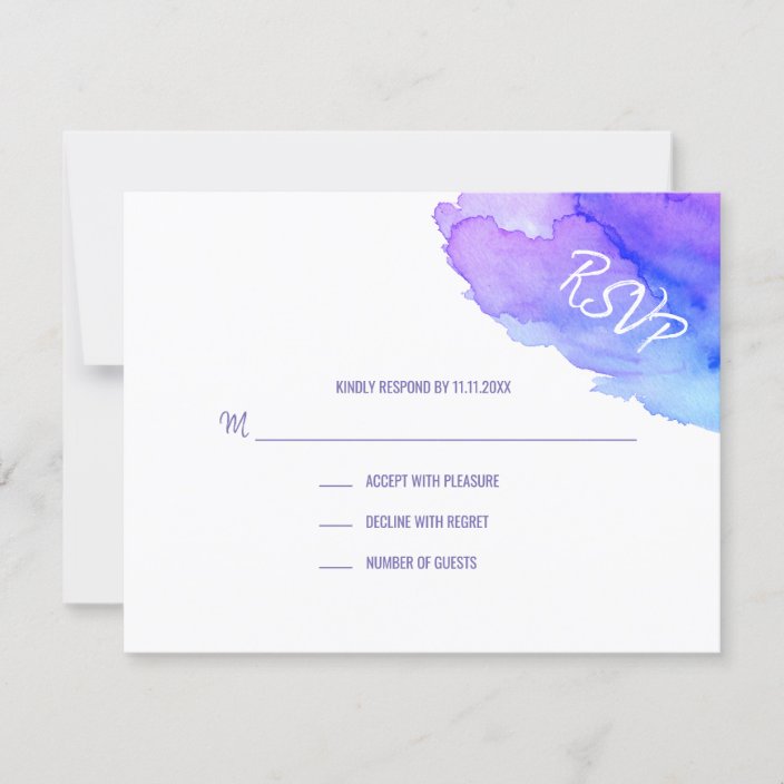 Modern Watercolor Purple Blue RSVP Insert Cards | Zazzle.com