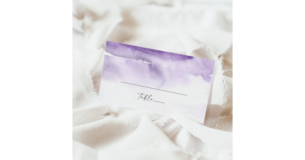 Modern Watercolor | Purple Folded Wedding Place Card | Zazzle