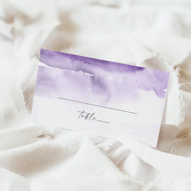 Modern Watercolor | Purple Folded Wedding Place Card | Zazzle