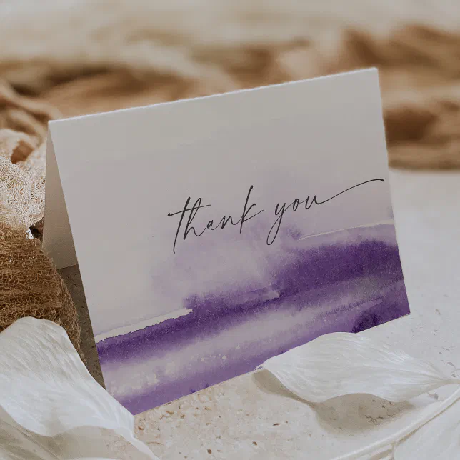 Modern Watercolor | Purple Thank You Card | Zazzle