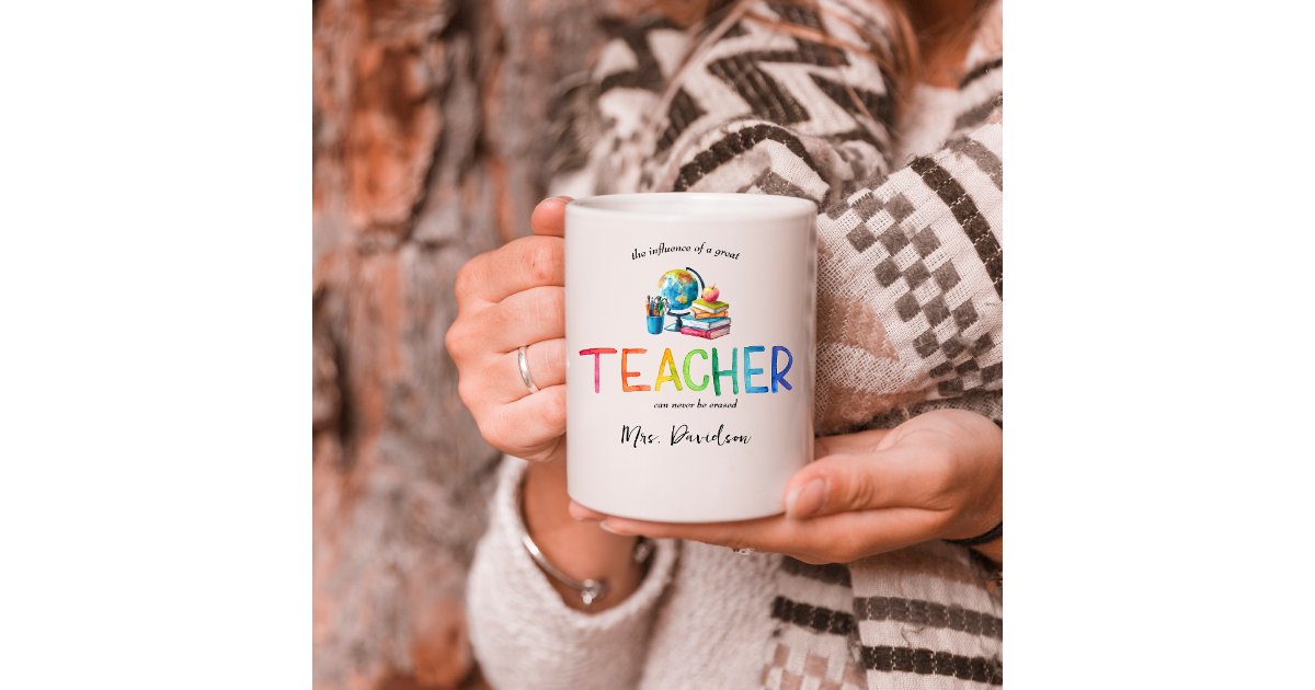 Modern Watercolor Rainbow Teacher Thank You Coffee Mug | Zazzle