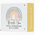 Modern watercolor rainbow teacher thank you gift 3 3 ring binder | Zazzle