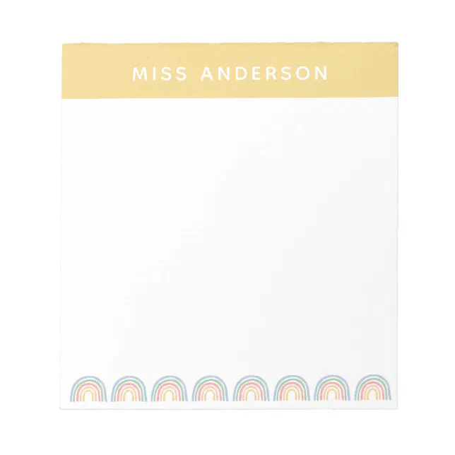 Modern watercolor rainbow teacher thank you gift n notepad | Zazzle