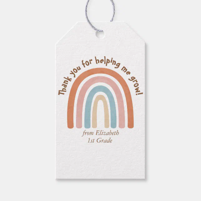 Modern Watercolor Rainbow Teacher Thank You Gift Tags | Zazzle