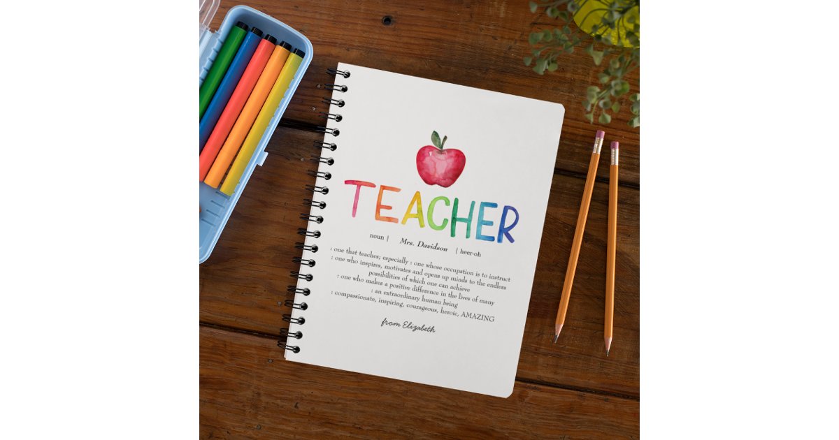 Modern Watercolor Rainbow Teacher Thank You Notebook | Zazzle