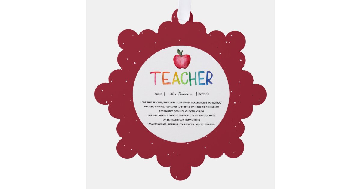 Modern Watercolor Rainbow Teacher Thank You Ornament Card | Zazzle