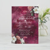 Modern Watercolor Red ruby Burgundy floral theme Invitation | Zazzle