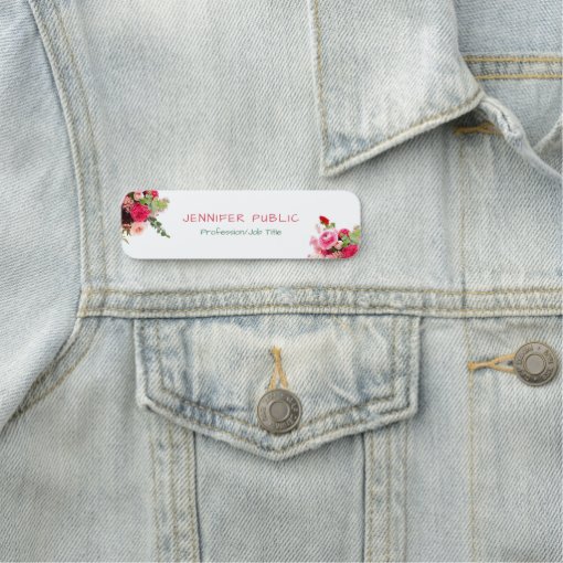 Modern Watercolor Roses Flowers Floral Template Name Tag | Zazzle