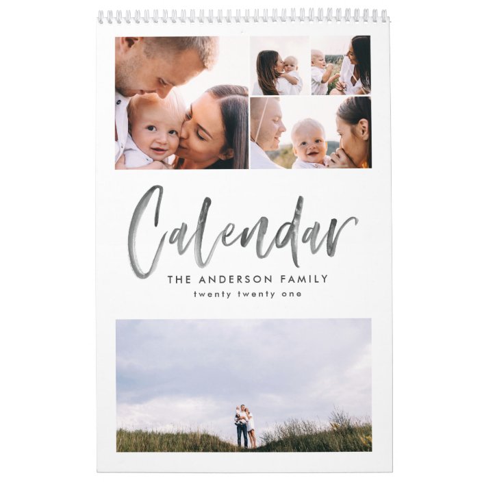 Modern watercolor script multi photo calendar | Zazzle.com