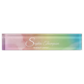 Modern Watercolor Script Rainbow - Desk Nameplate | Zazzle