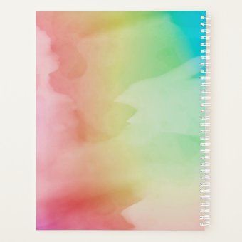 Modern Watercolor Script Rainbow Pastel - Planner | Zazzle