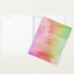 Modern Watercolor Script Rainbow Pastel - Planner | Zazzle