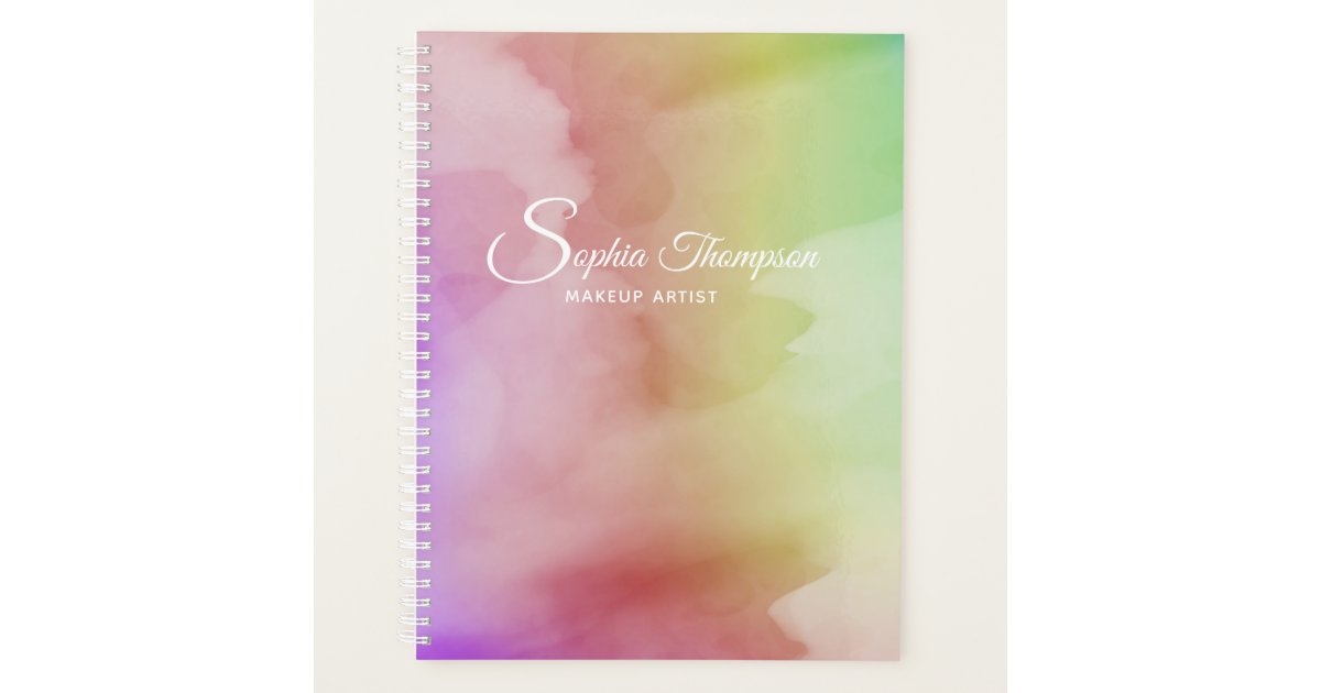Modern Watercolor Script Rainbow Pastel - Planner | Zazzle