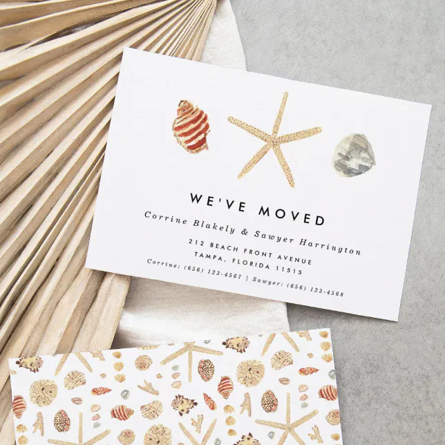 Modern Watercolor Seashells Moving Announcement | Zazzle