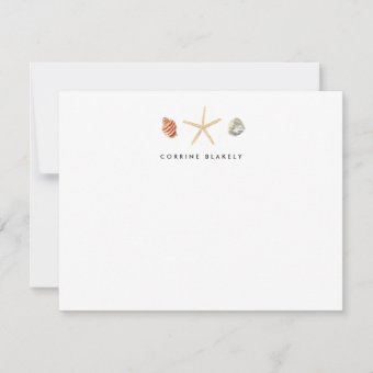 Modern Watercolor Seashells Personalized Note Card | Zazzle