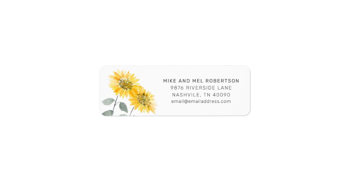 Modern Watercolor Sunflower Botanical Label | Zazzle