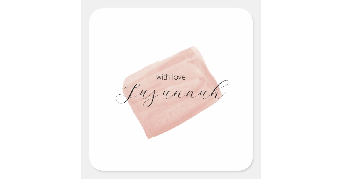 Modern Watercolor Swash Name Square Sticker | Zazzle