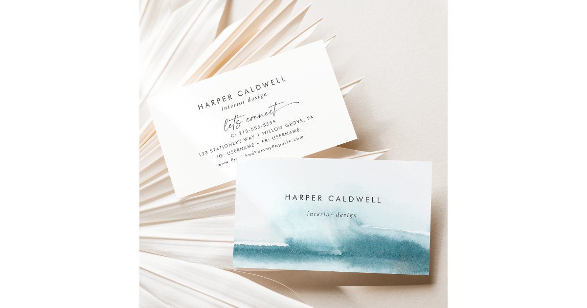 Modern Watercolor | Teal Business Card | Zazzle