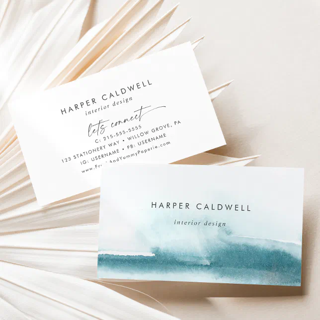Modern Watercolor | Teal Business Card | Zazzle