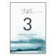 Modern Watercolor | Teal Table Number | Zazzle