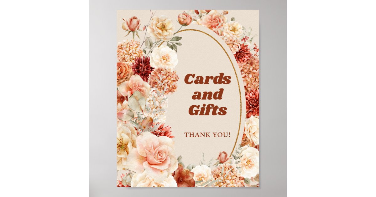 Modern watercolor terracotta red cards and gifts poster | Zazzle