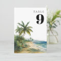Modern Watercolor Tropical Beach Table Number | Zazzle