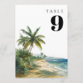 Modern Watercolor Tropical Beach Table Number | Zazzle