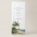 Modern Watercolor Tropical Beach Wedding Welcome Retractable Banner ...