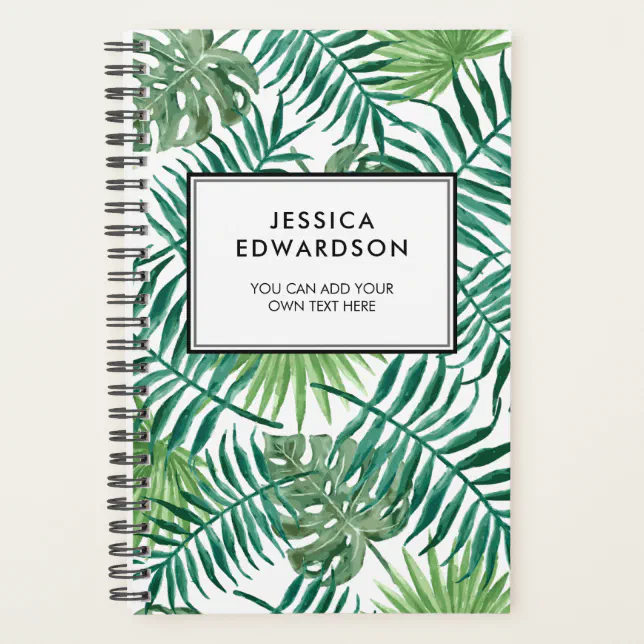 Modern watercolor tropical leaves personalized planner | Zazzle