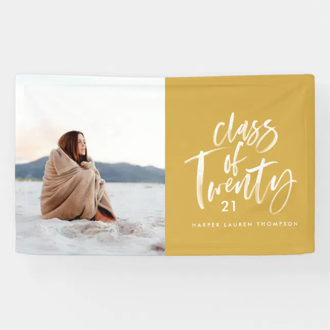 modern watercolor typography graduate photo party banner | Zazzle