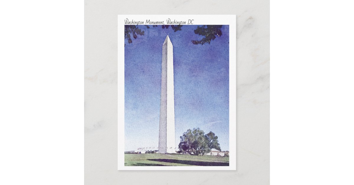 Modern Watercolour Painting Washington Monument Postcard | Zazzle