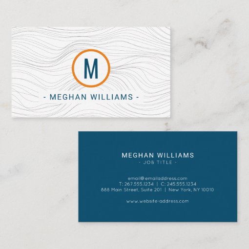 Modern wave pattern indigo blue wavy business card | Zazzle