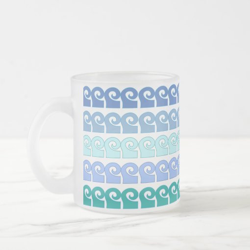 Modern Waves Pattern in Shades of Blue Frosted Glass Coffee Mug | Zazzle