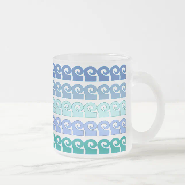Modern Waves Pattern in Shades of Blue Frosted Glass Coffee Mug | Zazzle