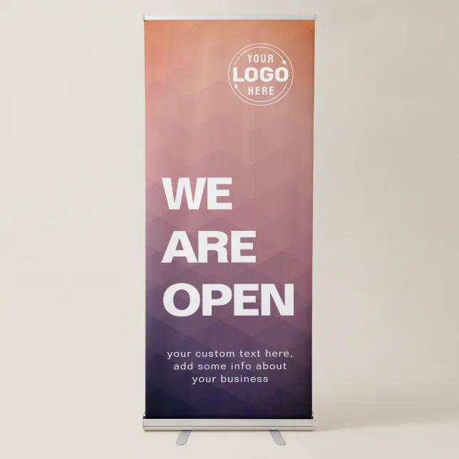 Modern We Are Open Small Business Retractable Banner | Zazzle