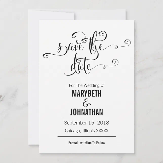 Modern We Do Script Save The Date Card | Zazzle