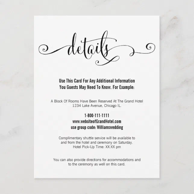 Modern We Do Script Wedding Details Card | Zazzle