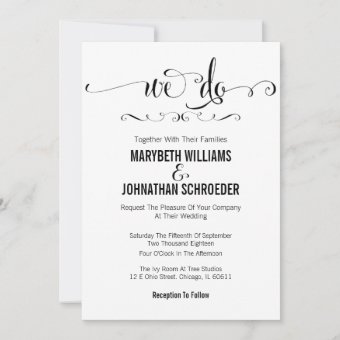 Modern We Do Script Wedding Invitation Card | Zazzle