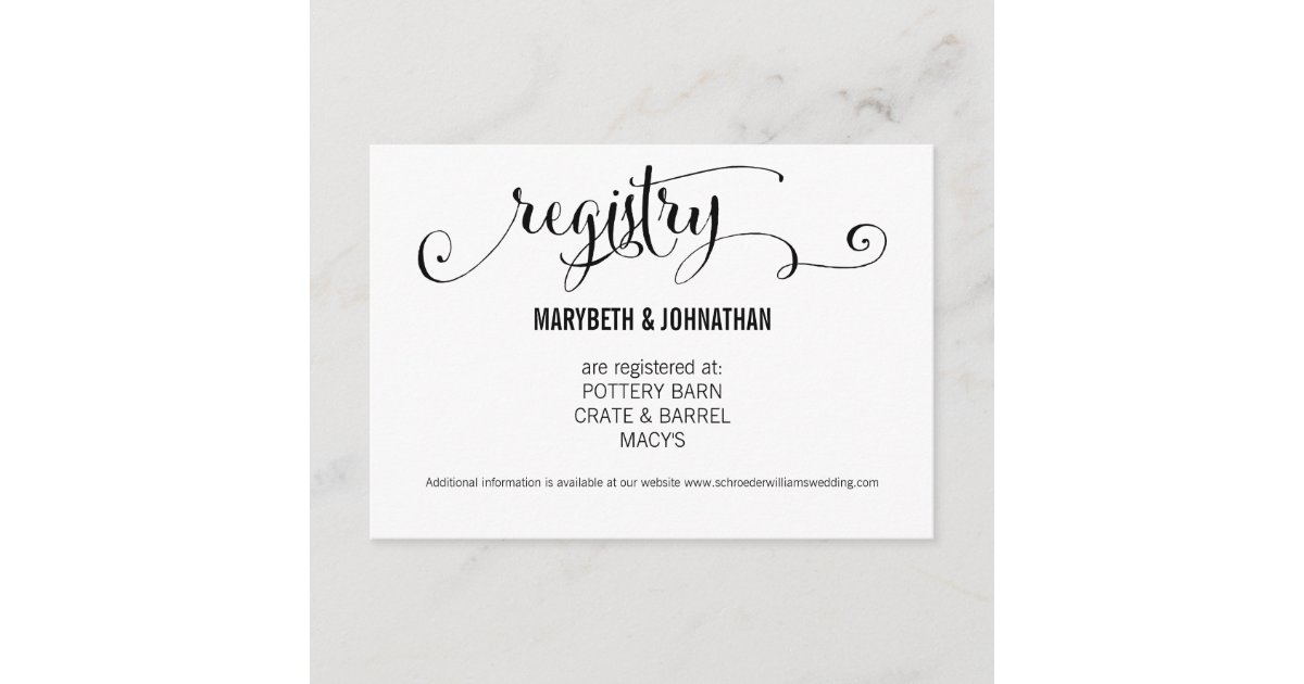 Modern We Do Script Wedding Registry Card | Zazzle