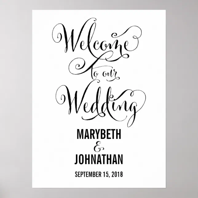 Modern We Do Script Wedding Welcome Poster Sign | Zazzle