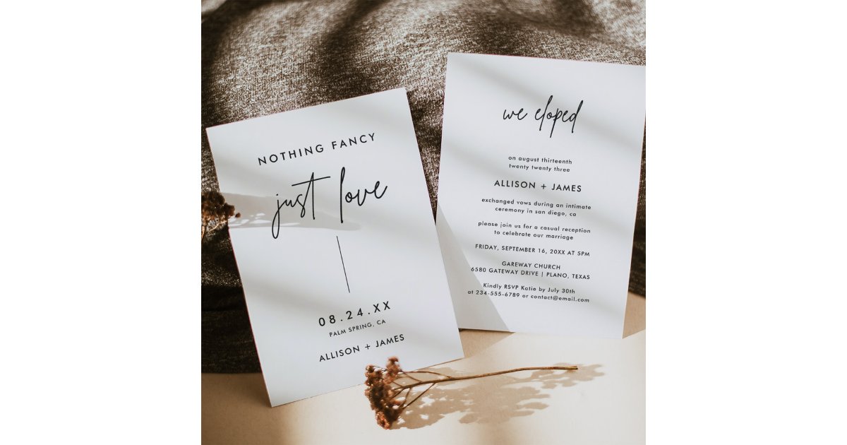 Modern We Eloped Elopement Reception Invitation | Zazzle
