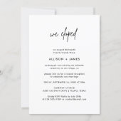 Modern We Eloped Elopement Reception Invitation | Zazzle