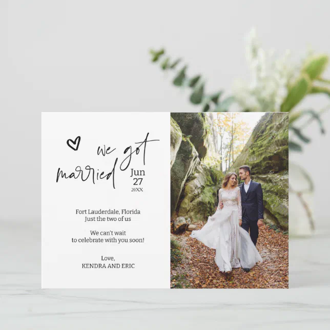 Modern We Got Married Surprise Wedding Photo Card | Zazzle