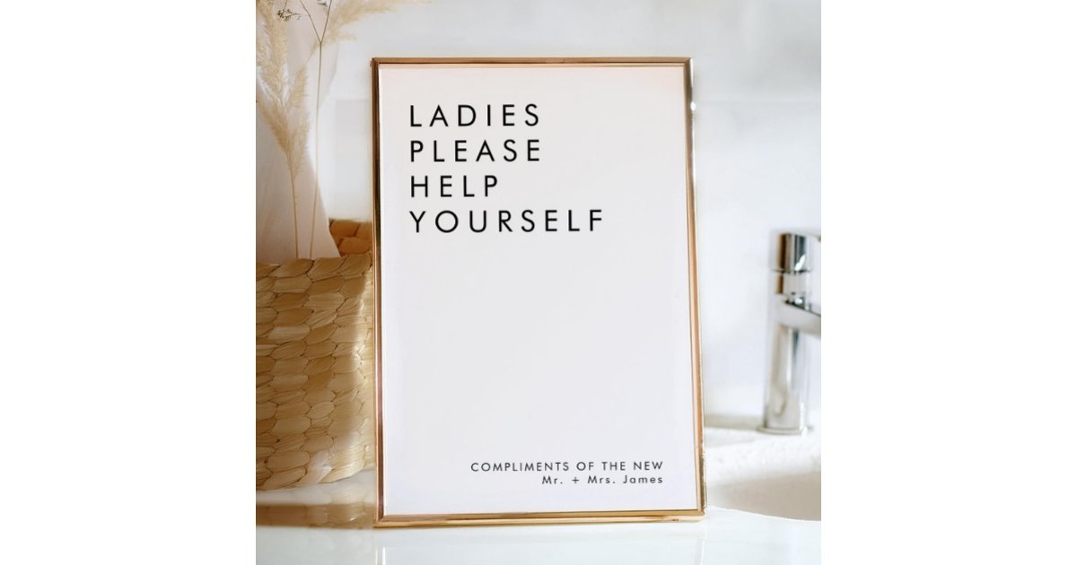 Modern Wedding Bathroom Basket Sign Invitation | Zazzle