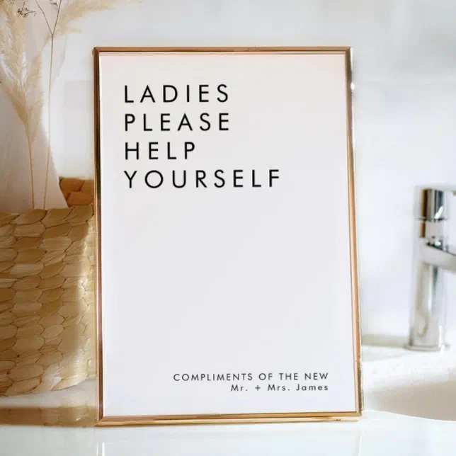 Modern Wedding Bathroom Basket Sign Invitation | Zazzle