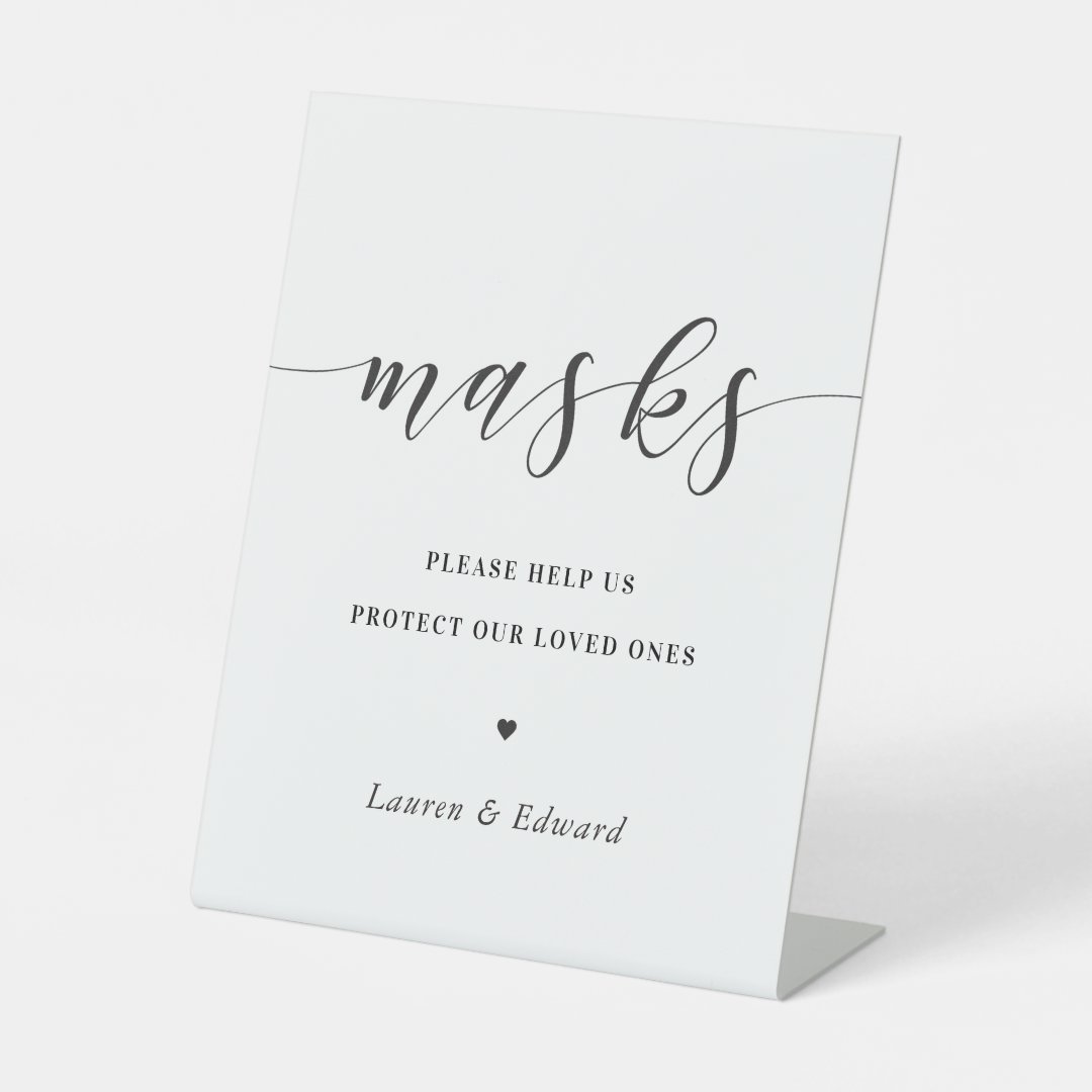 Modern Wedding Bridal Shower Face Mask Pedestal Sign | Zazzle