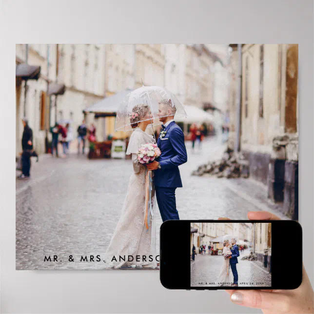 Modern Wedding Bride Groom Photo Poster | Zazzle