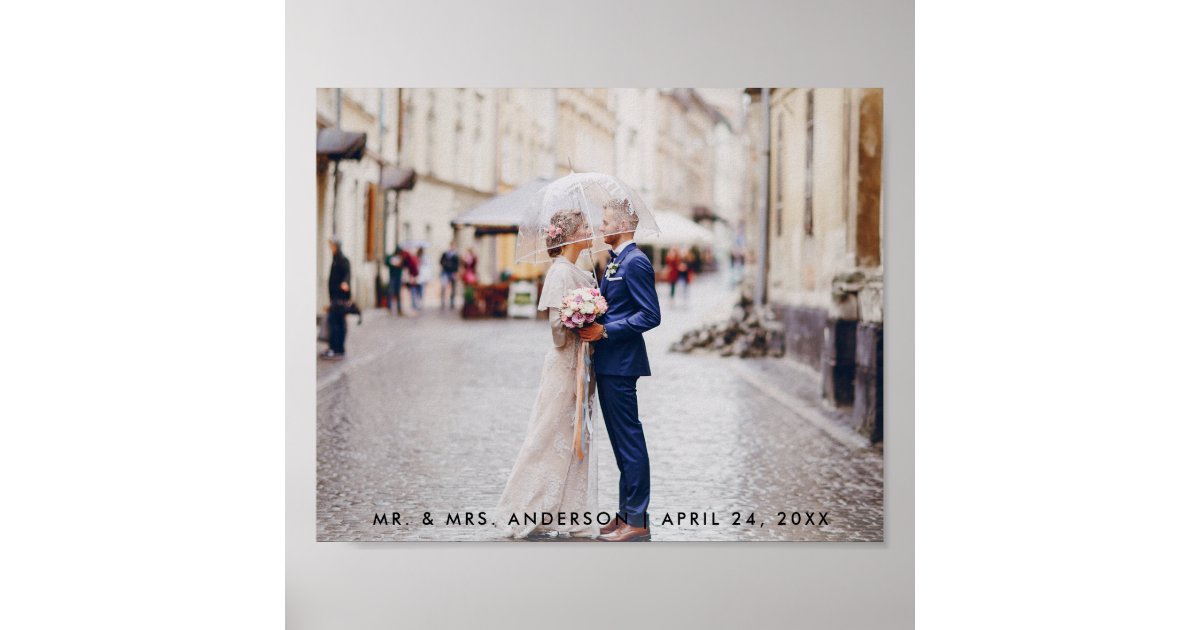 Modern Wedding Bride Groom Photo Poster | Zazzle